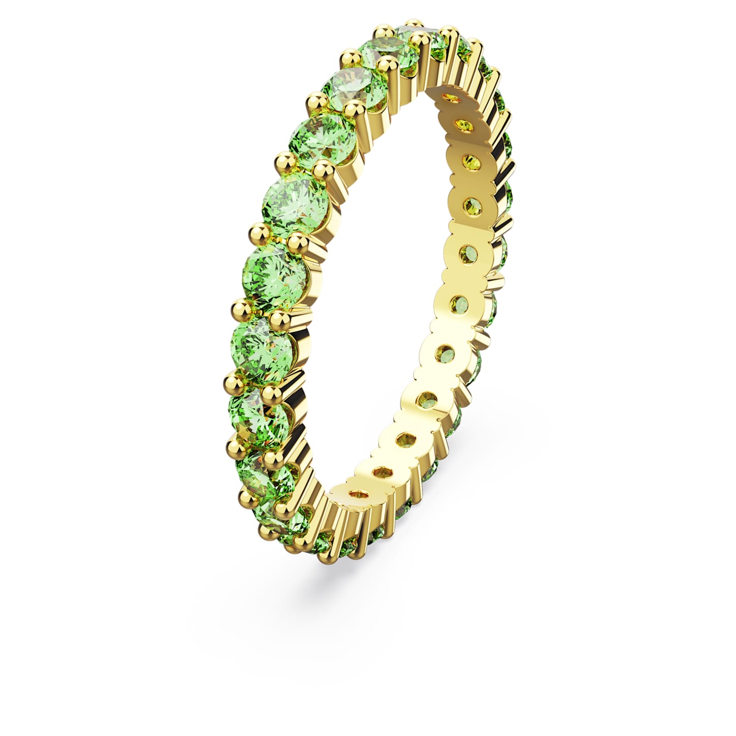 Matrix ring, Round cut, Green, Gold-tone plated | Swarovski