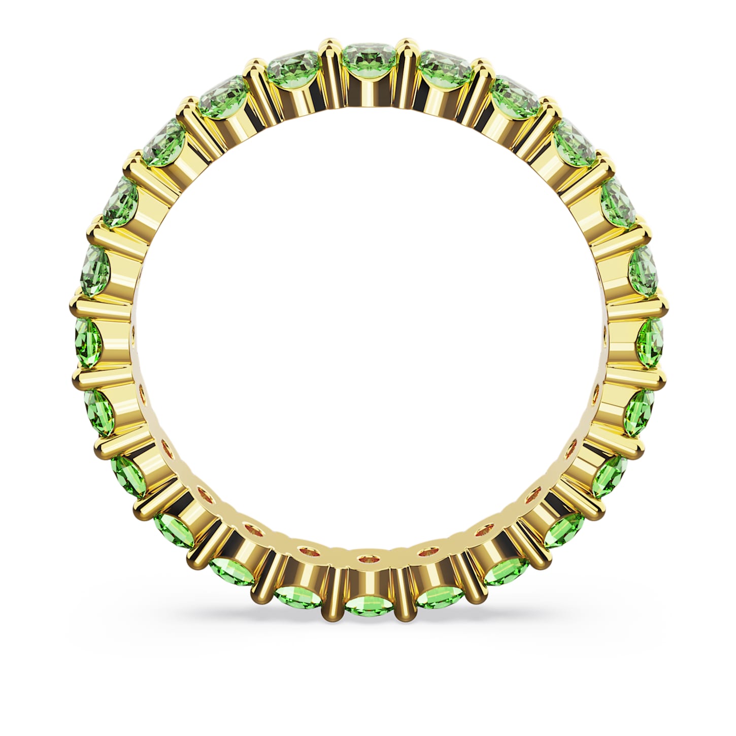 Matrix ring, Round cut, Green, Gold-tone plated | Swarovski