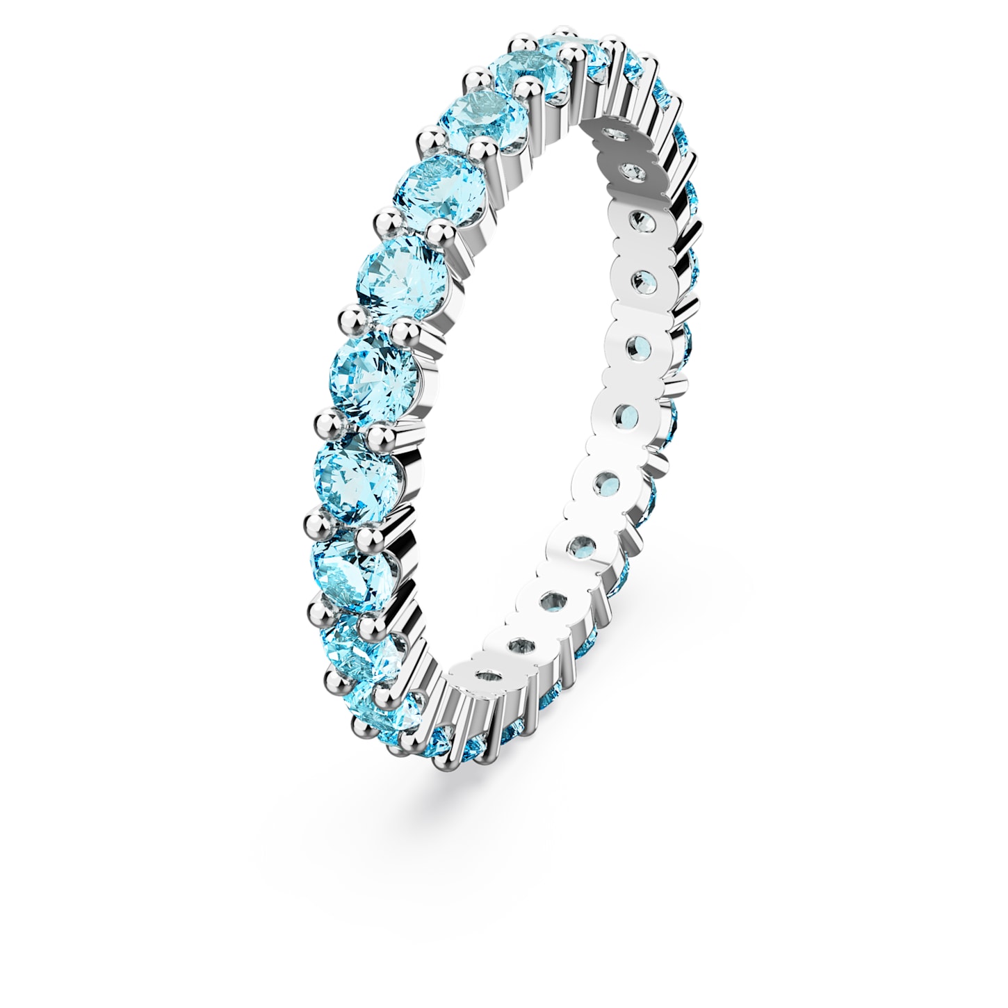 Matrix ring, Round cut, Blue, Rhodium plated | Swarovski