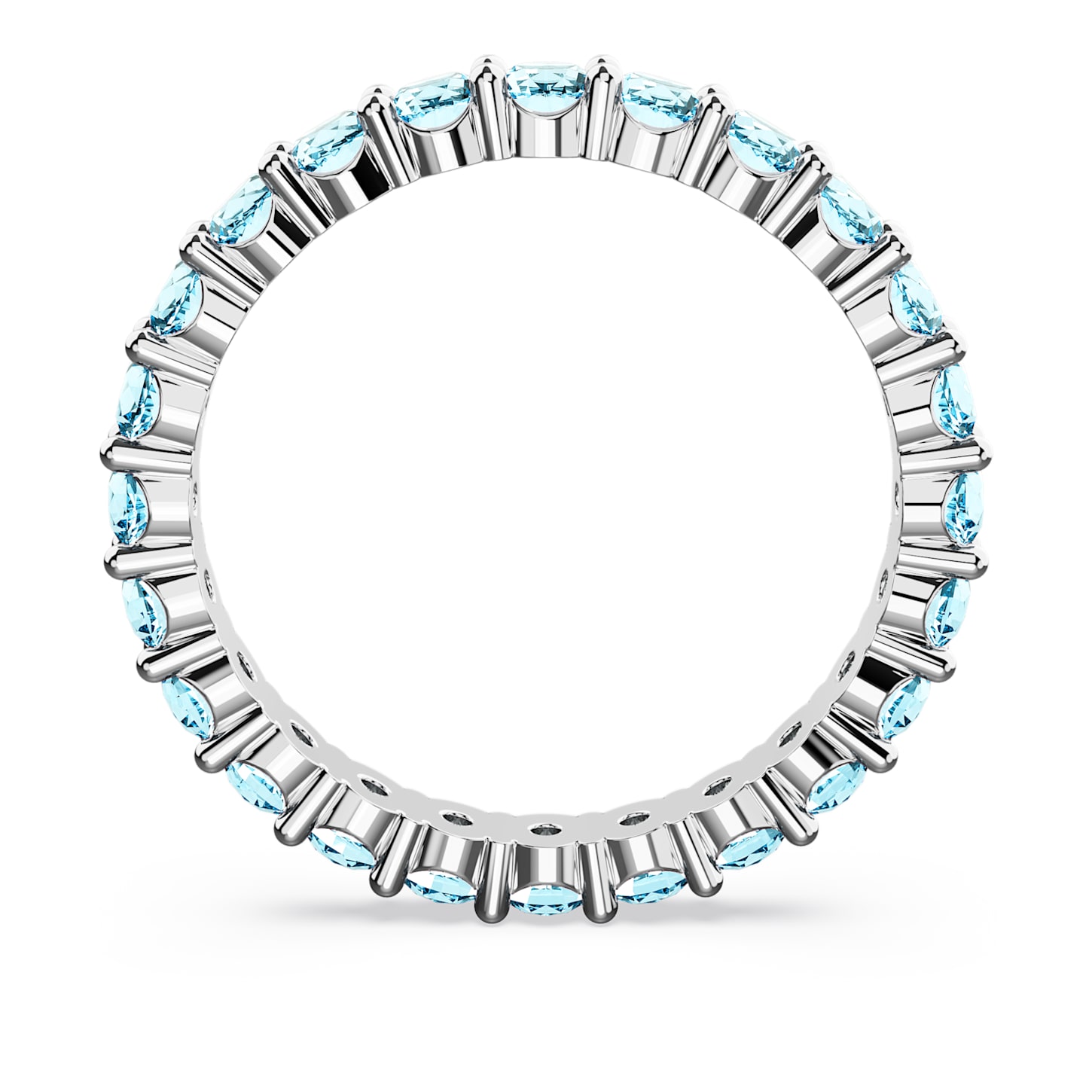 Matrix ring, Round cut, Blue, Rhodium plated | Swarovski
