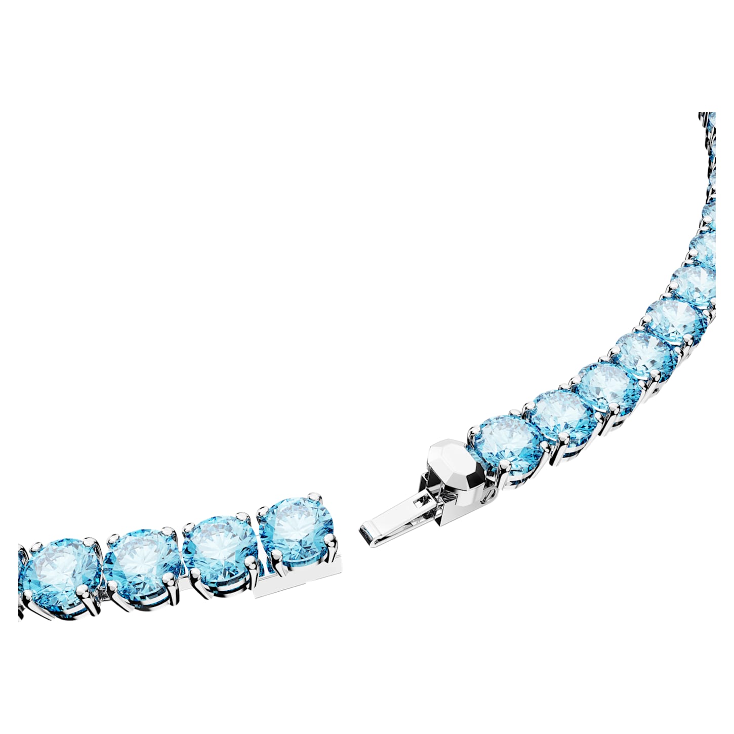 Matrix Tennis necklace, Round cut, Medium, Blue, Rhodium plated | Swarovski
