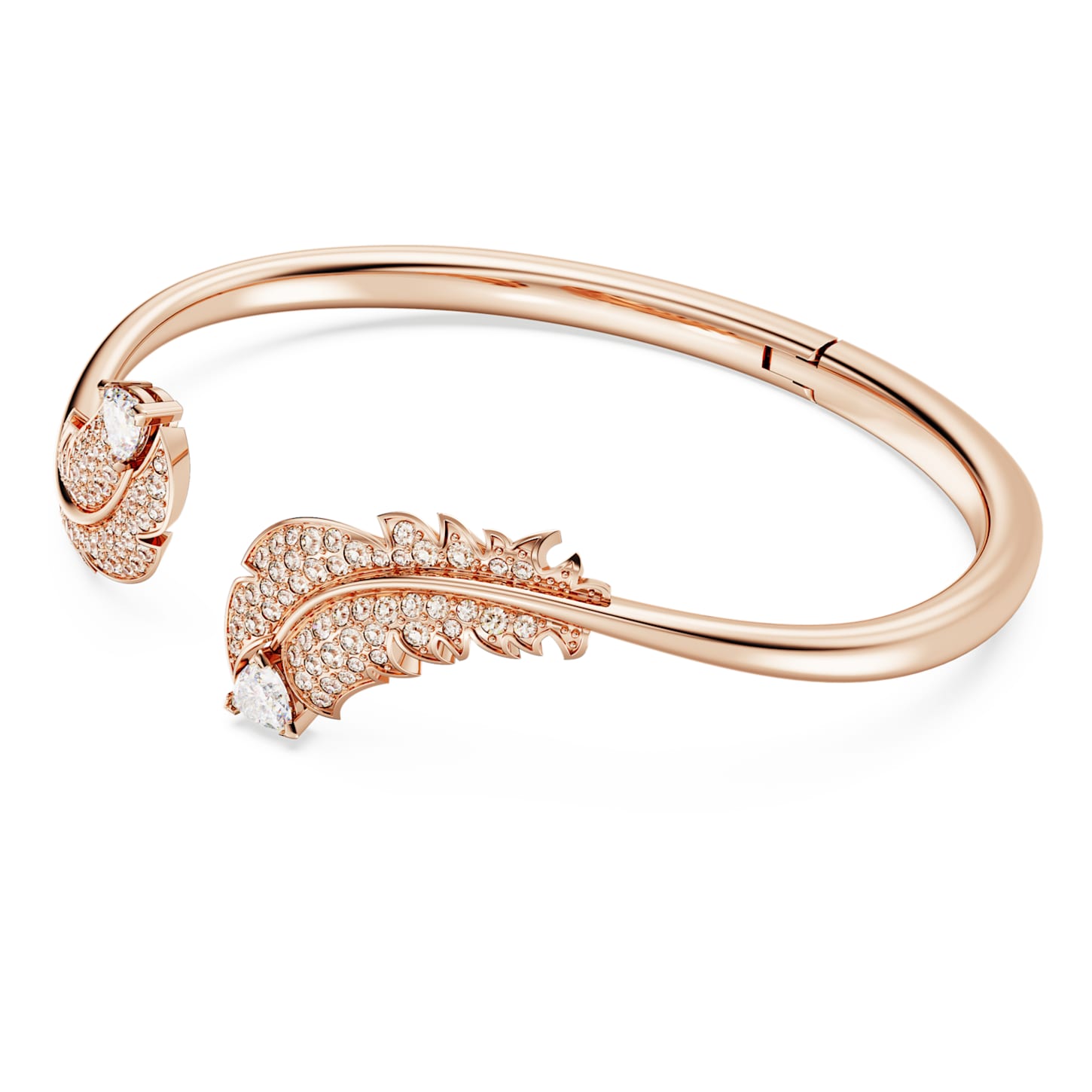 Nice bangle, Feather, White, Rose gold-tone plated | Swarovski