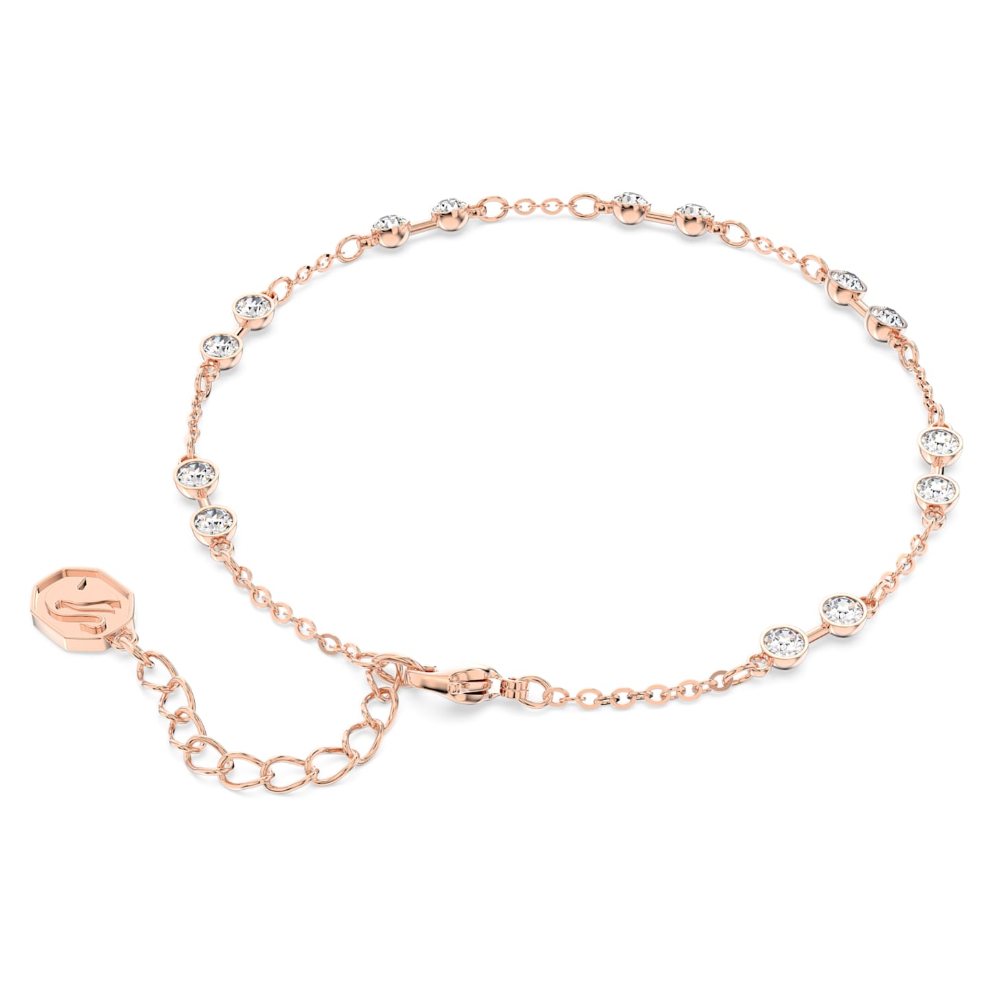 Swarovski Remix Collection strand, Round cut, White, Rose gold-tone ...