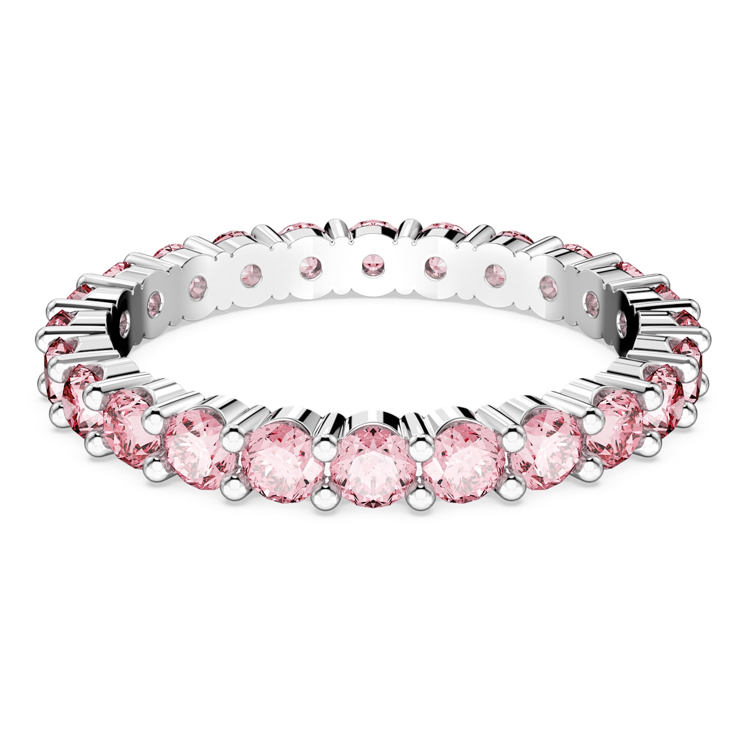 Matrix ring, Round cut, Pink, Rhodium plated | Swarovski