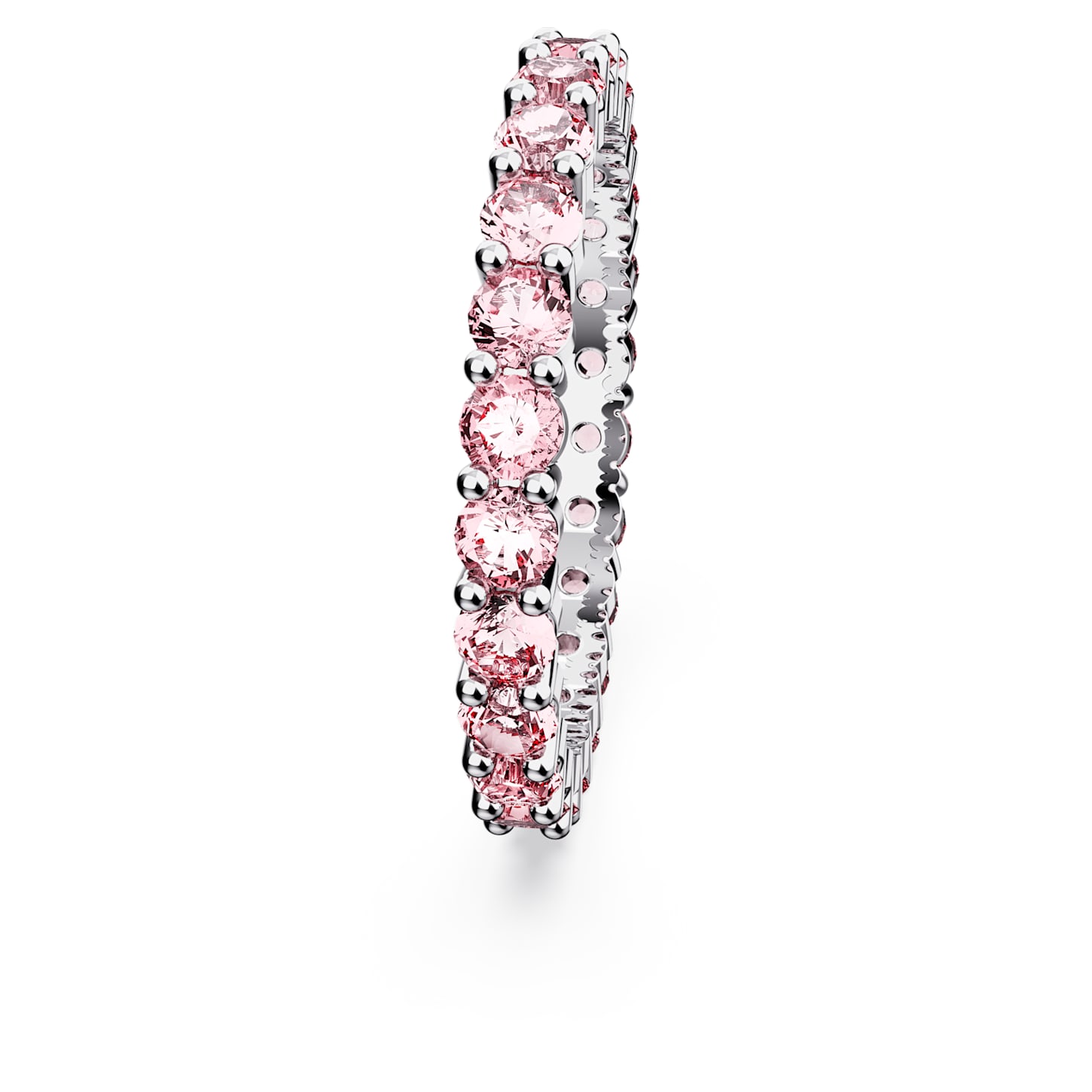 Matrix ring, Round cut, Pink, Rhodium plated | Swarovski