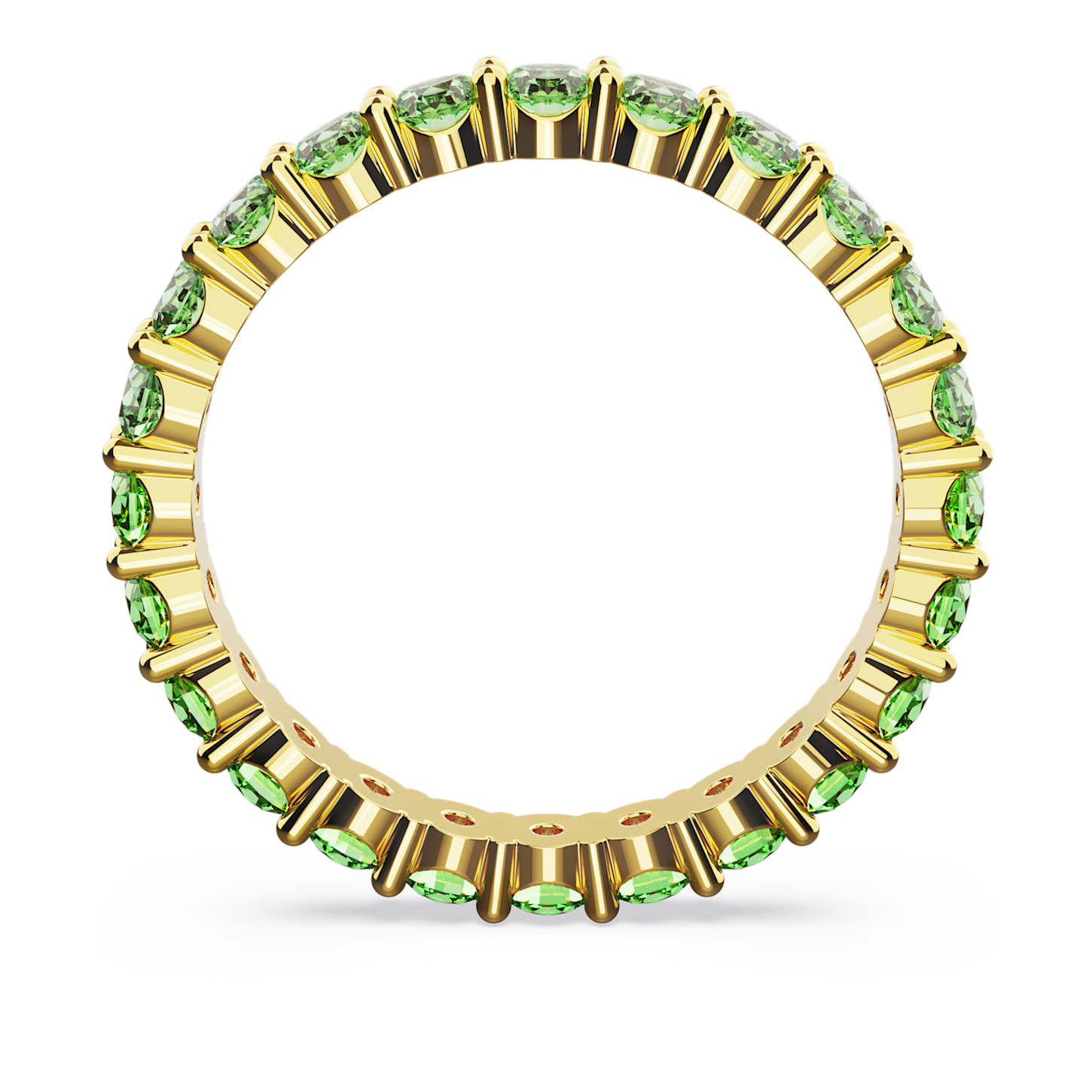 Matrix ring, Round cut, Green, Gold-tone plated | Swarovski