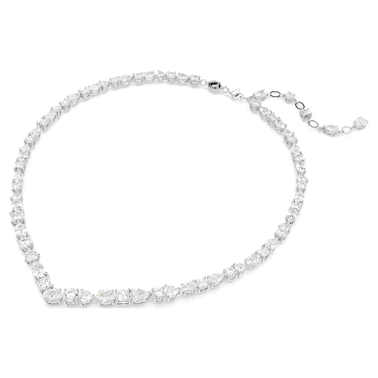 Mesmera necklace, Mixed cuts, White, Rhodium plated | Swarovski