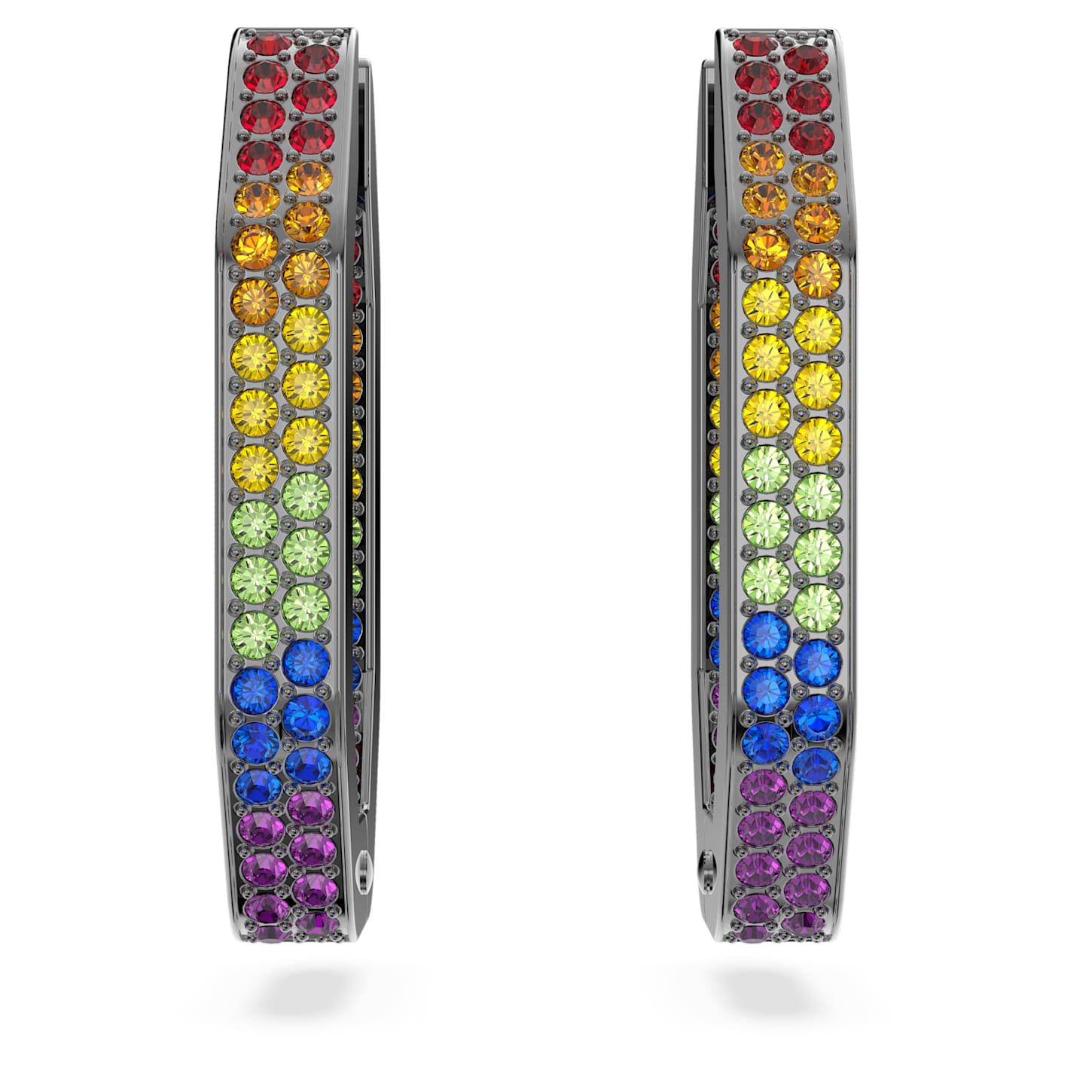Dextera hoop earrings, Octagon shape, Multicoloured, Ruthenium plated ...