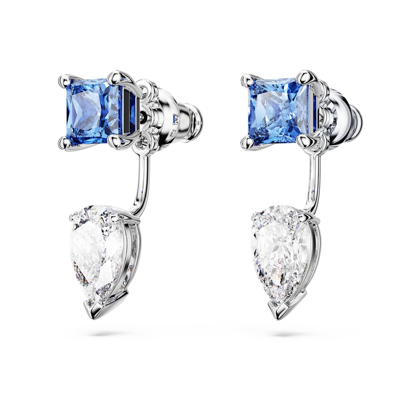 Mesmera earring jackets, Mixed cuts, Detachable, Blue, Rhodium plated ...