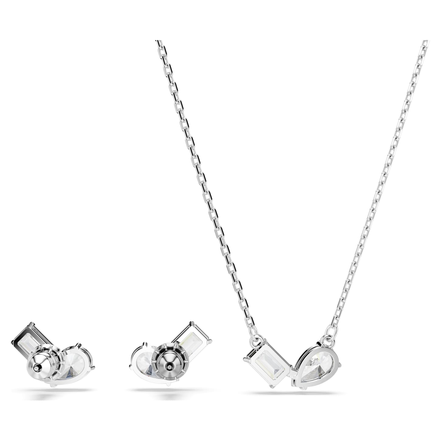 Mesmera set, Mixed cuts, White, Rhodium plated | Swarovski