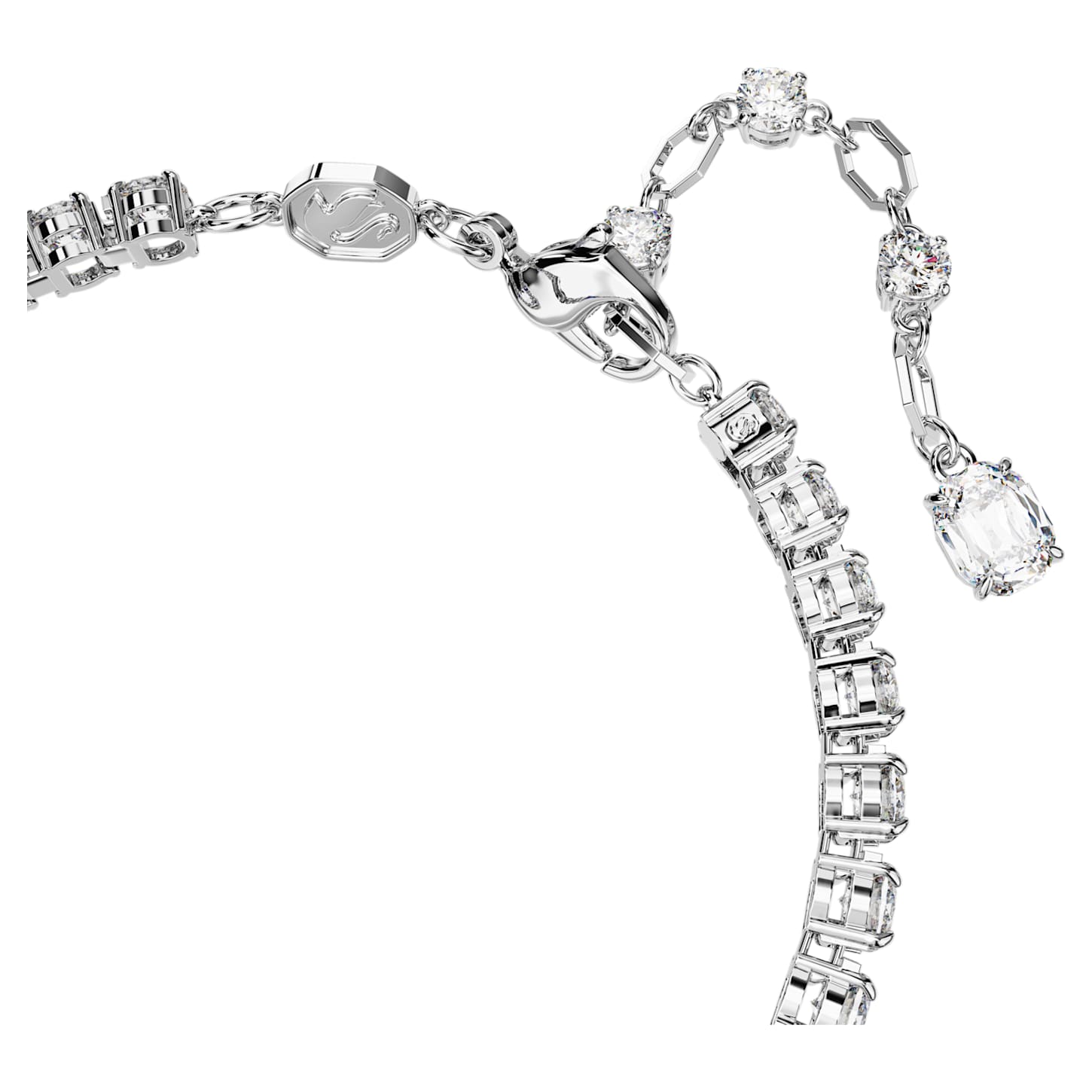 Matrix Tennis bracelet, Mixed cuts, Green, Rhodium plated | Swarovski