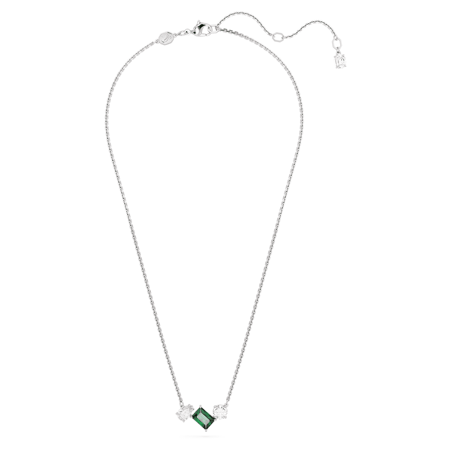 Mesmera pendant, Mixed cuts, Green, Rhodium plated | Swarovski