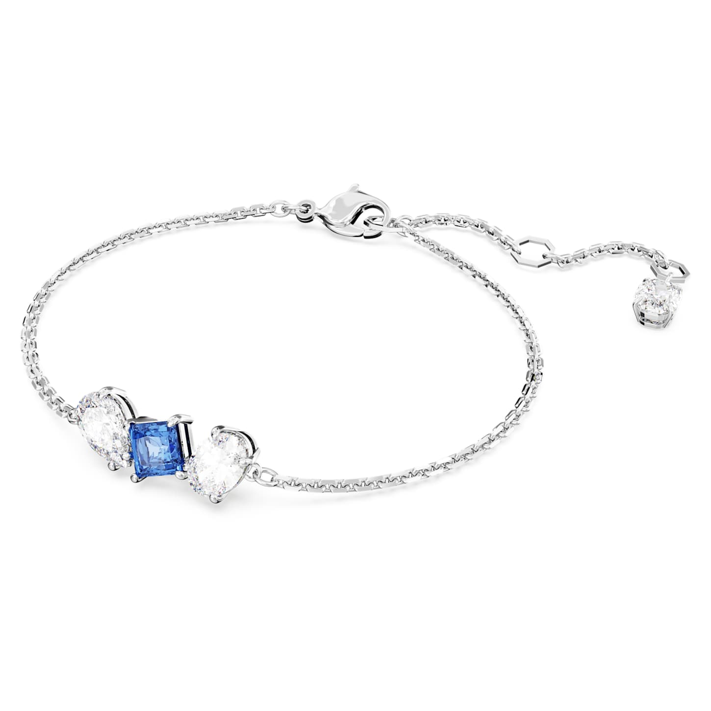 Mesmera bracelet, Mixed cuts, Blue, Rhodium plated | Swarovski