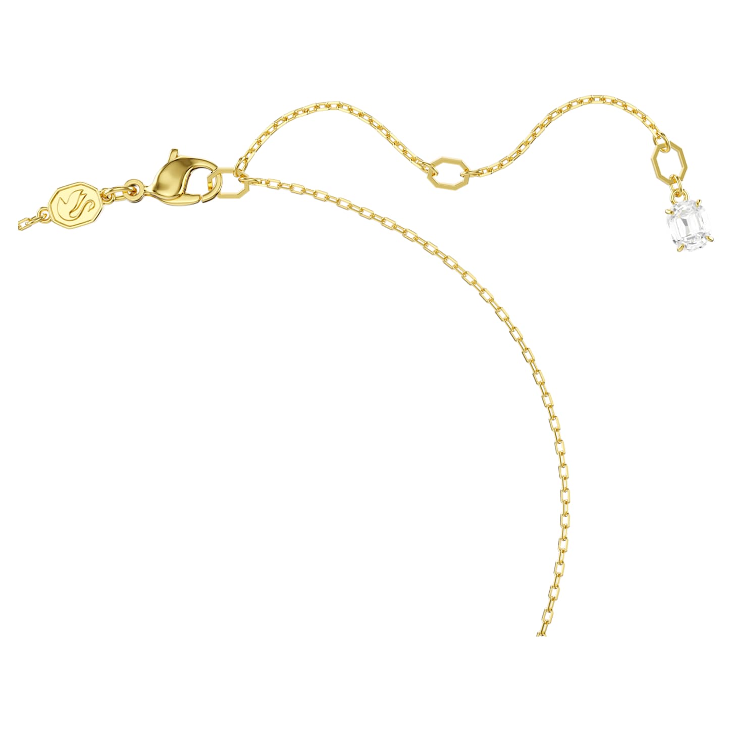 Dextera pendant, Interlocking loop, White, Gold-tone plated | Swarovski