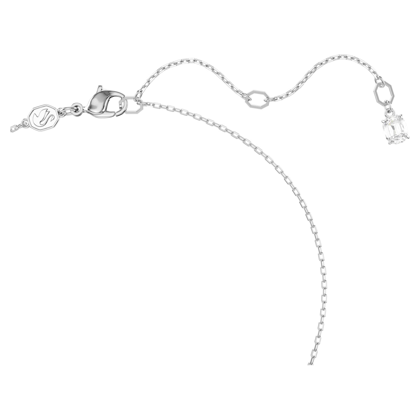 Dextera pendant, Interlocking loop, White, Rhodium plated | Swarovski