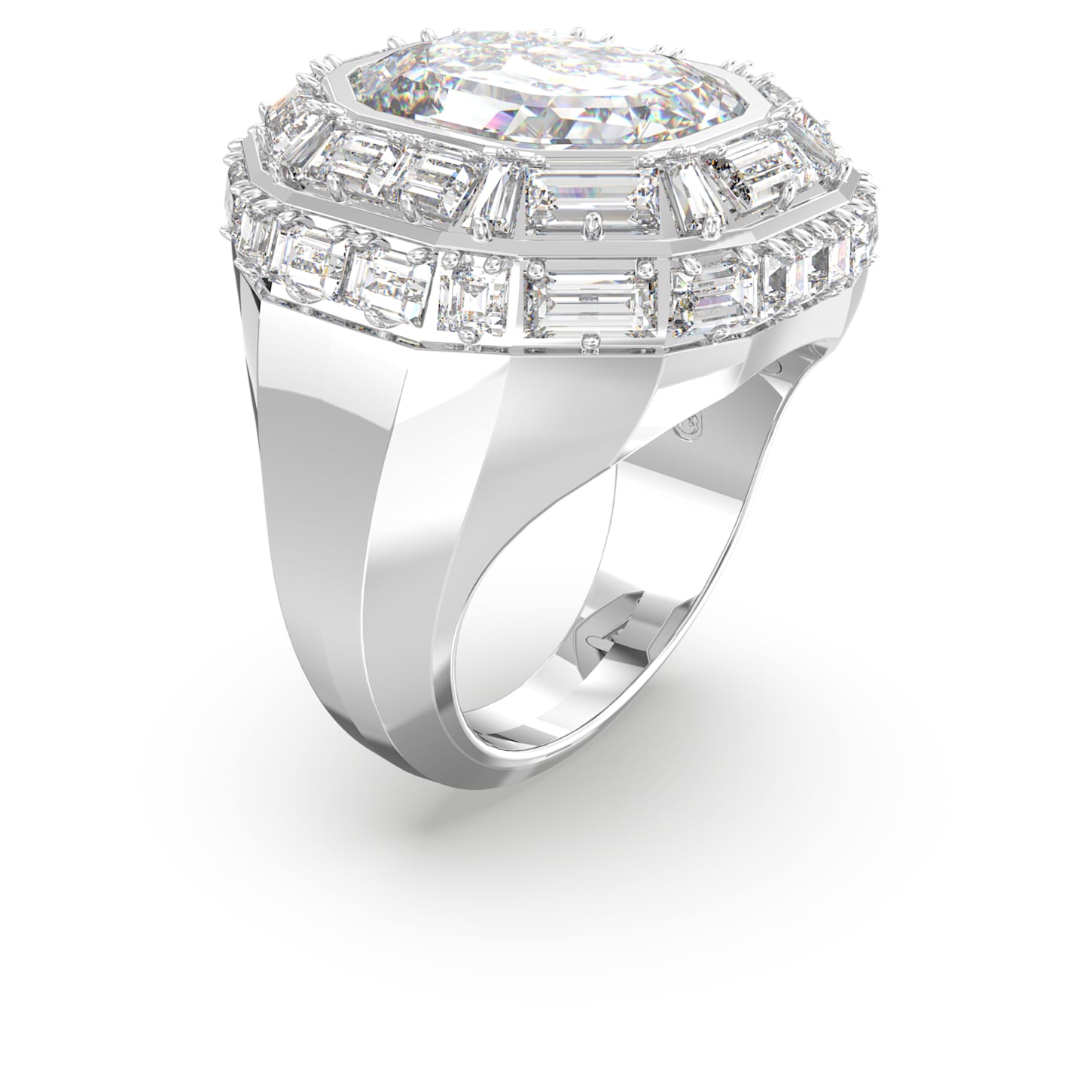 Mesmera cocktail ring, Octagon cut, White, Rhodium plated | Swarovski