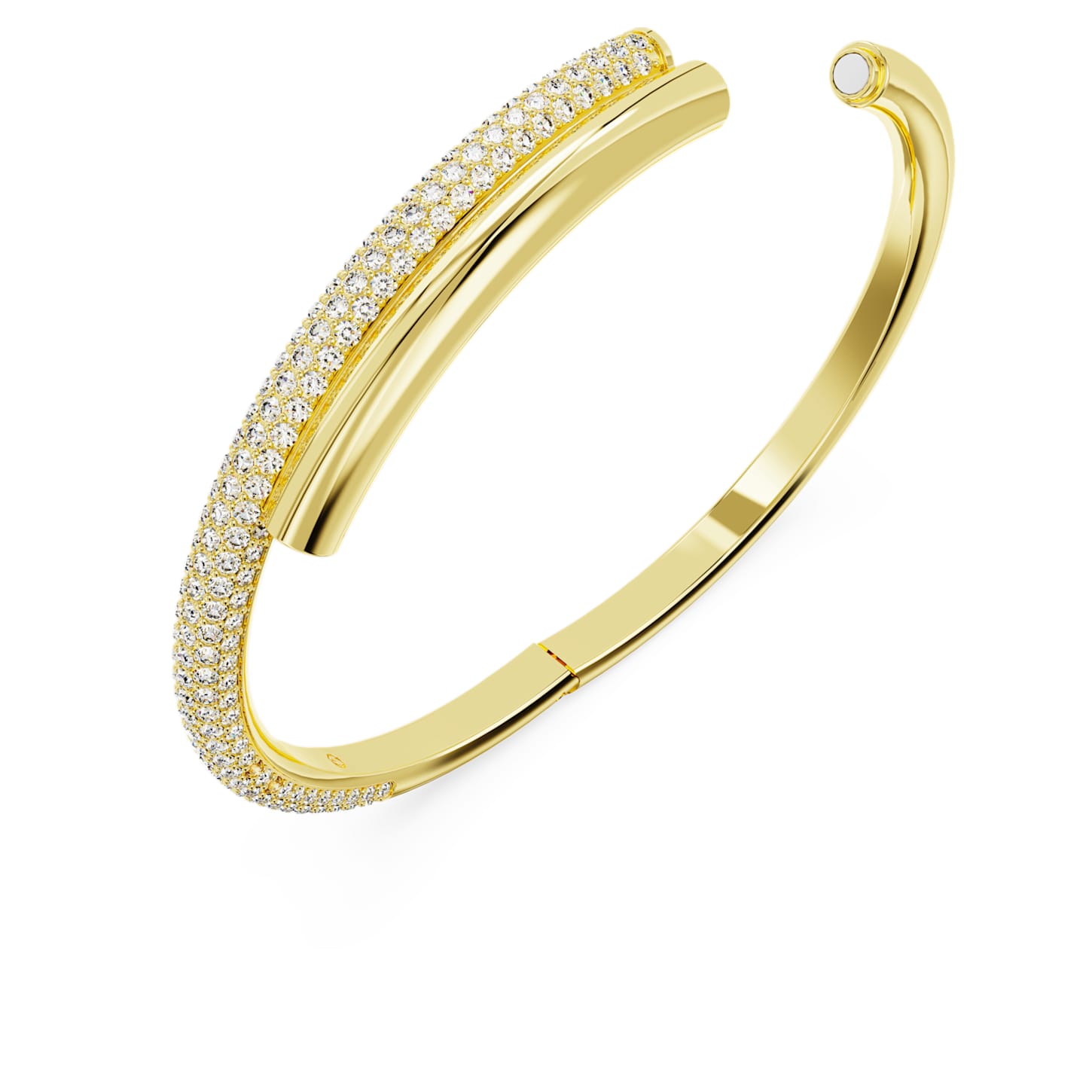 Dextera bangle, Magnetic closure, White, Gold-tone plated | Swarovski