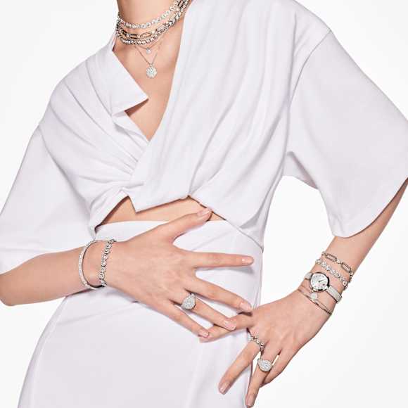 Imber Tennis 项链, 圆形切割, 白色, 镀铑 | Swarovski