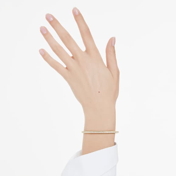 Dextera bangle, Octagon shape, Round cut, White, 18K gold finish ...