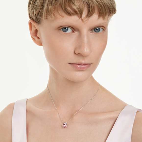 Bella V Anhänger, Rundschliff, Rosa, Rhodiniert | Swarovski