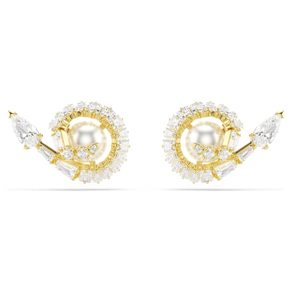 Snake stud earrings, Crystal pearl, Mixed cuts, Year of the Snake ...