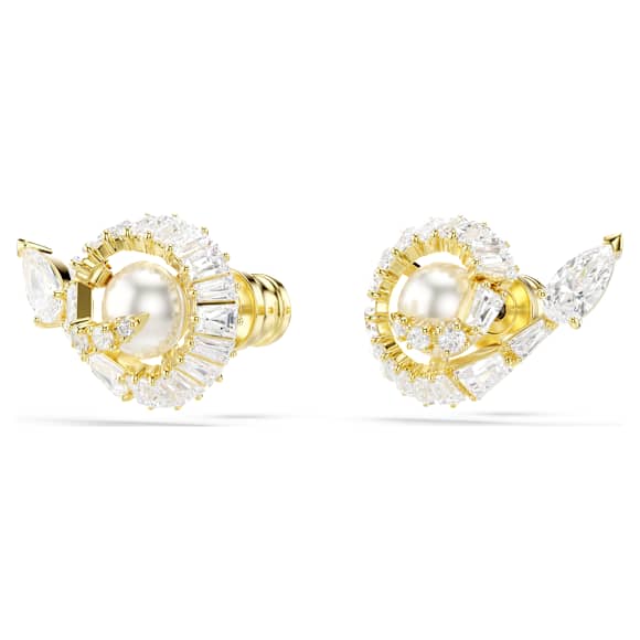 Snake stud earrings, Crystal pearl, Mixed cuts, Year of the Snake ...