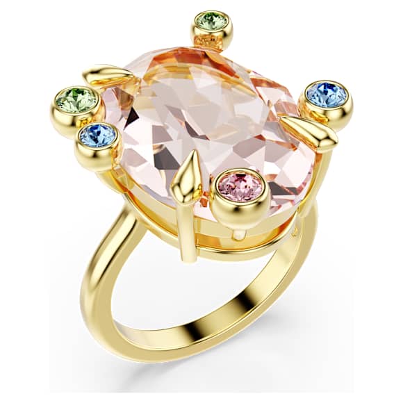 Gema ring, Set (3), Mixed cuts, Multicolored, Gold-tone plated | Swarovski