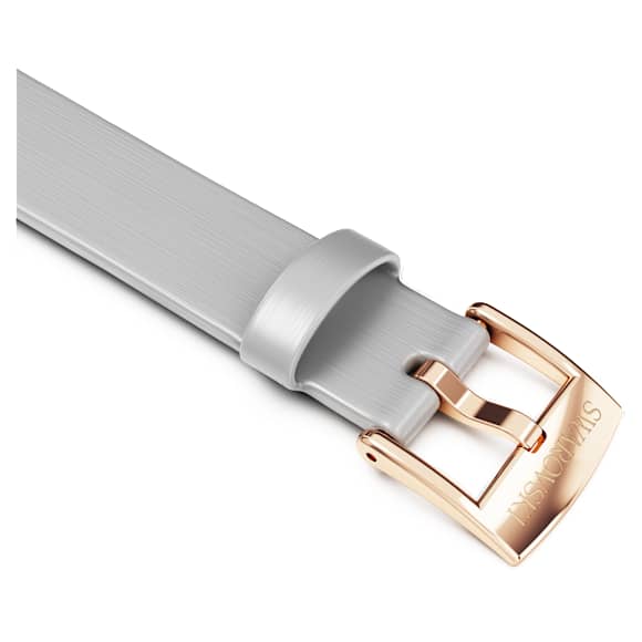 Watch strap, 12 mm (0.47") width, Leather, Silver tone, Rose gold-tone ...