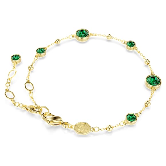 Imber Bileklik, Yuvarlak kesim, Yeşil, Altın rengi kaplama | Swarovski