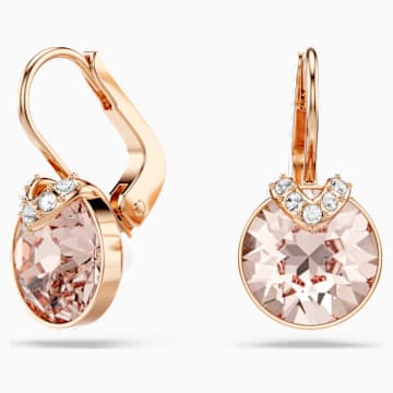 Bella V ドロップピアス, ラウンドカット, ホワイト, ロジウム・プレーティング | Swarovski