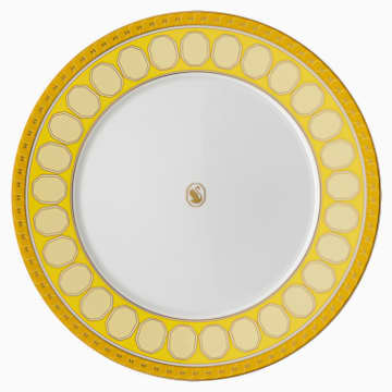 Signum dinner plate, Porcelain, Yellow | Swarovski
