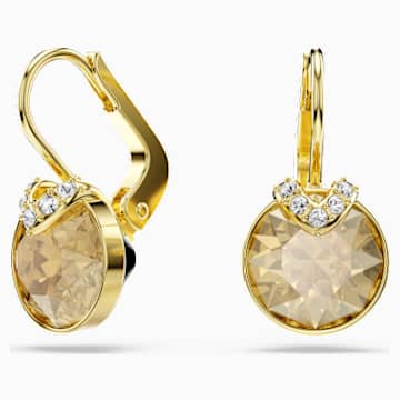 Bella V 水滴形耳環, 圓形切割, 粉紅色, 鍍玫瑰金色調 | Swarovski