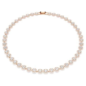 Una Angelic necklace, Round cut, Medium, White, 18K rose gold finish ...