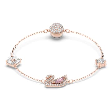 Swan bracelet, Swan, Pink, Rose gold-tone plated | Swarovski