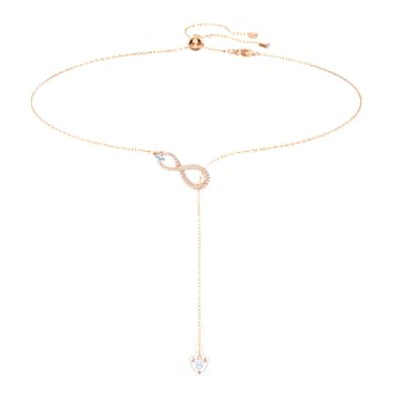 Hyperbola y necklace, Infinity, White, 18K rose gold finish | Swarovski