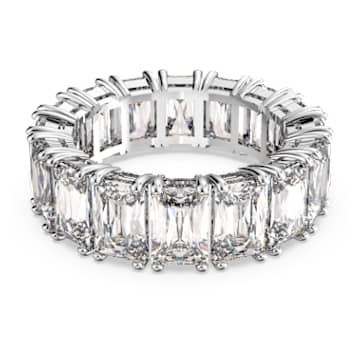 Matrix Vittore ring, Rectangular cut, White, Rhodium plated | Swarovski