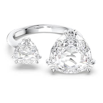 Millenia 开口戒指, 三菱形切割, 白色, 镀铑 | Swarovski