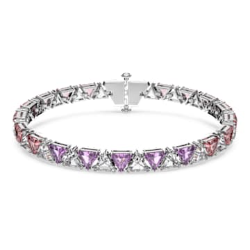 Matrix Tennis bracelet, Triangle cut, Pink, Rhodium plated | Swarovski
