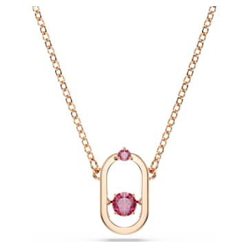 Una 펜던트, 라운드 컷, 오벌 쉐입, 레드, 로즈골드 톤 플래팅 | Swarovski