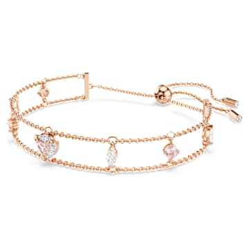 One karkötő, Vegyes metszés, Szív, Rózsaszín, Rózsaarany-tónusú bevonattal | Swarovski