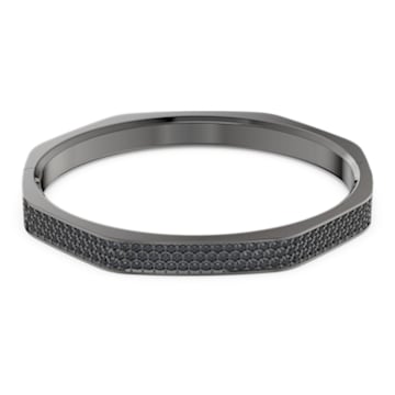 Dextera bangle, Octagon shape, Black, Ruthenium plated | Swarovski