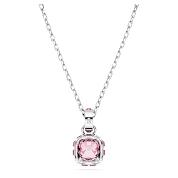 Birthstone Anhänger, Kissenschliff, Oktober, Rosa, Rhodiniert | Swarovski