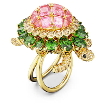 Idyllia cocktail ring, Turtle, Multicoloured, Gold-tone plated | Swarovski