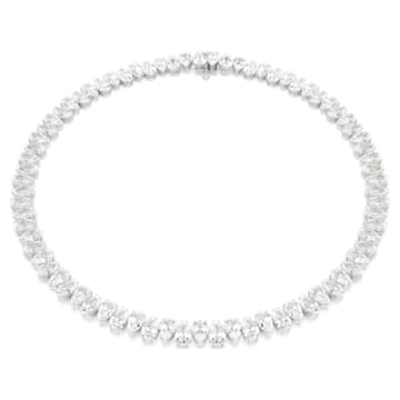 Matrix Tennis necklace, Pear cut, White, Rhodium plated | Swarovski