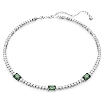 Collier Matrix Tennis, Tailles variées, Vert, Métal rhodié | Swarovski