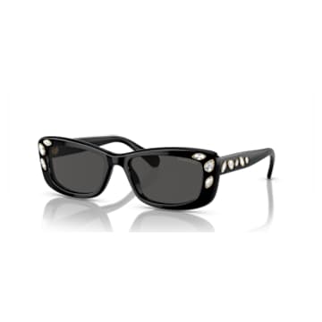 Ochelari de soare, Formă dreptunghiulară, SK6008, Negri | Swarovski