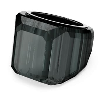 Lucent cocktail ring, Black, Ruthenium plated | Swarovski