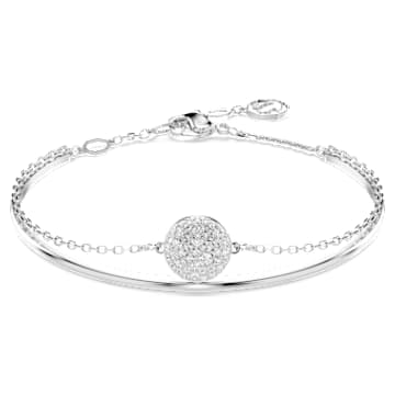 Sublima bangle, White, Rhodium plated | Swarovski