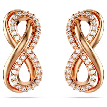 Hyperbola 耳钉, Infinity, 白色, 镀玫瑰金色调 | Swarovski