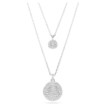Sublima layered pendant, White, Rhodium plated | Swarovski